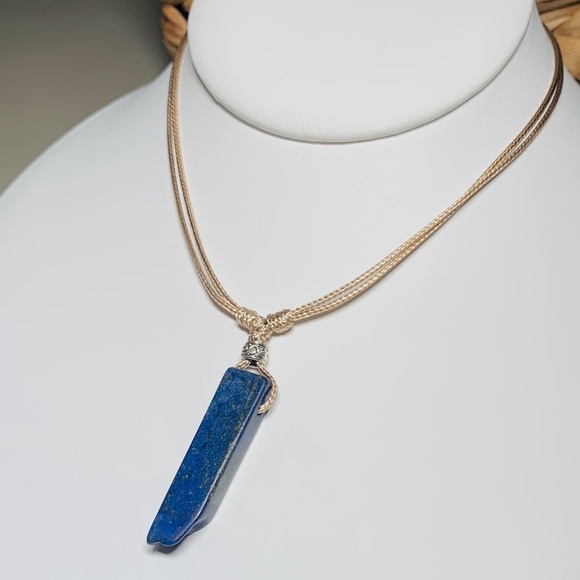 Hand Crafted | Jewelry | Lapis Lazuli Blue Rectangle Stone Pendant Boho ...